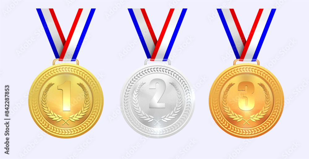 Vector set of medals. Gold medal, silver medal, bronze medal. realistic ...
