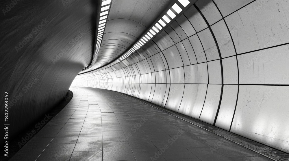 Pedestrian tunnel pathway side view urban walkway technology tone Black ...