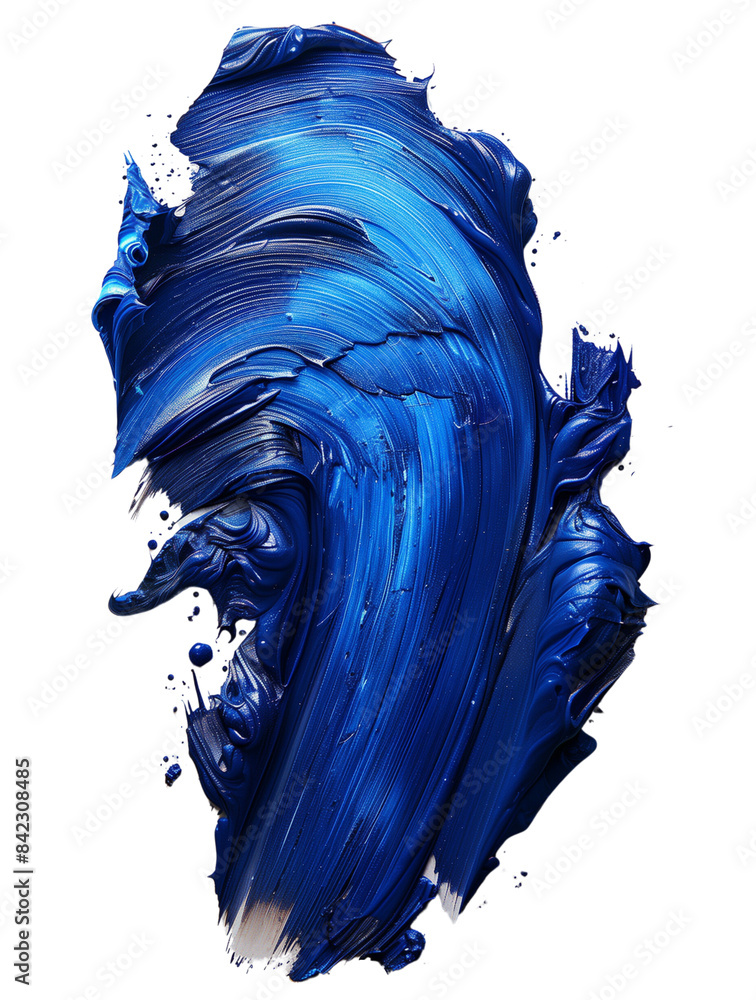 Blue brushstrokes on a transparent background in a high-resolution and ...