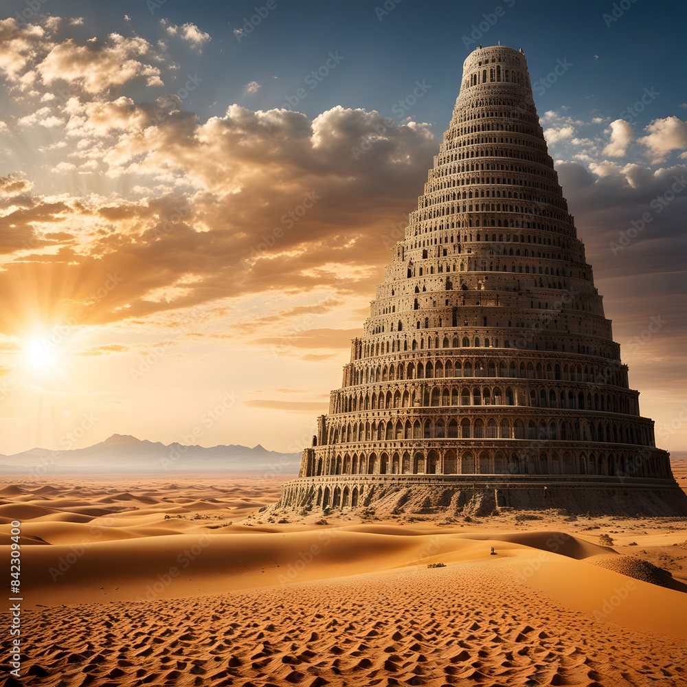 Biblical illustration, Tower of Babel in Old Testament Times Stock ...
