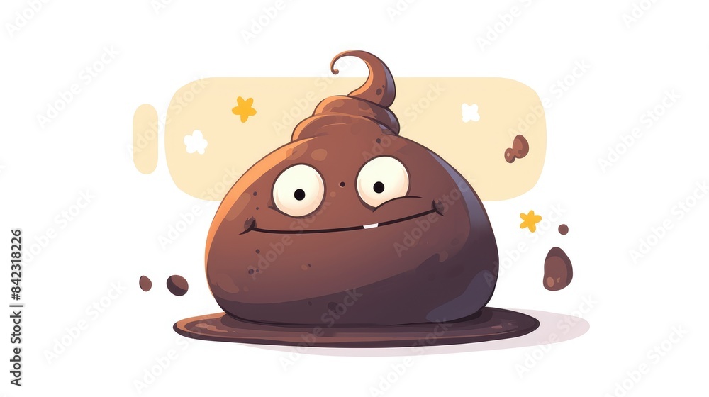 2d illustration of a cartoon poop character with a white background ...