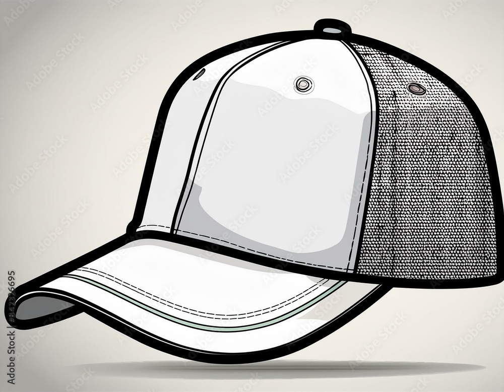Baseball cap flat sketch with open top. sports cap clothing style ...