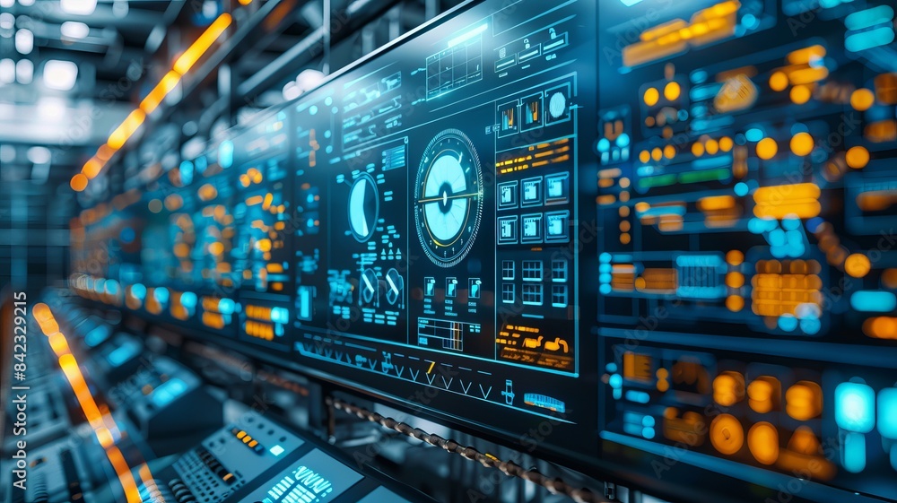 High-tech digital interface with futuristic design, data visualization ...