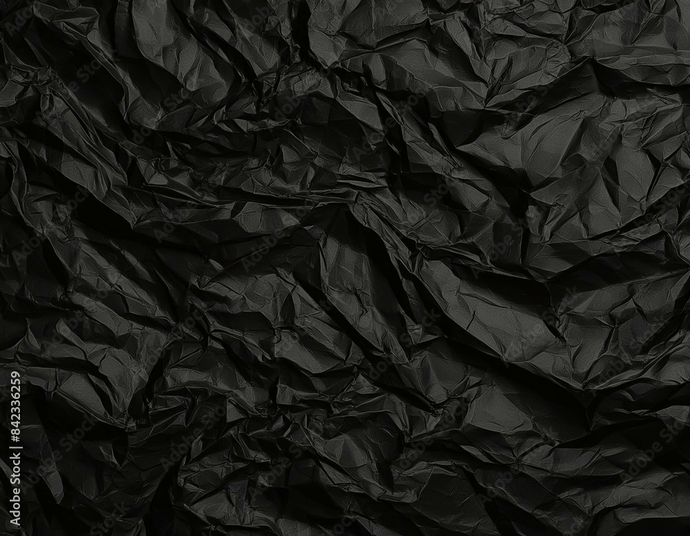 Black crumpled paper texture. Crumpled black paper abstract shape ...
