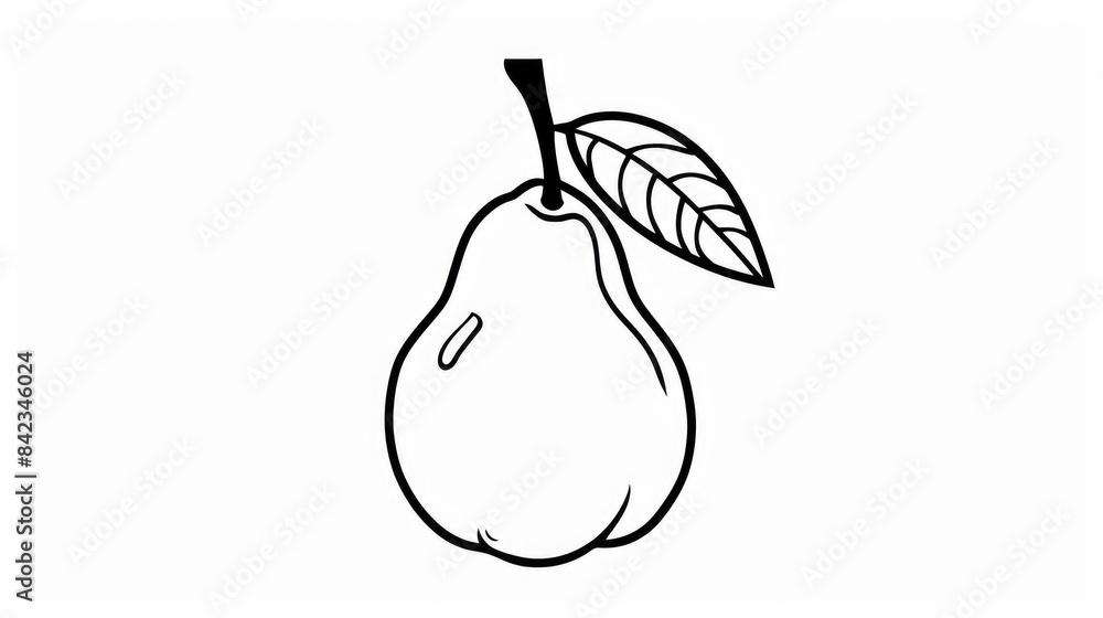 A simple and charming cartoon drawing of a pear with black and white ...