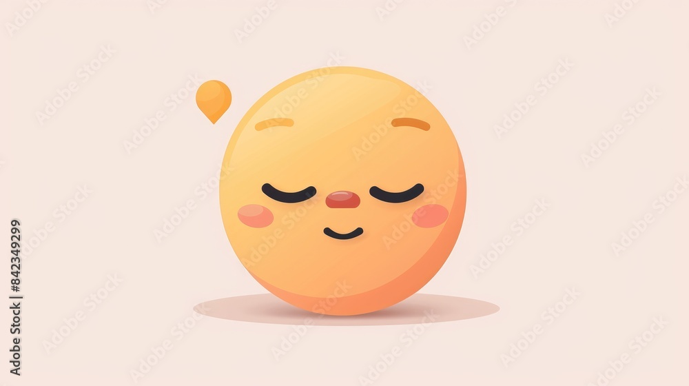 2d illustration of a cute sleepy emoji with closed eyes in a stylish ...