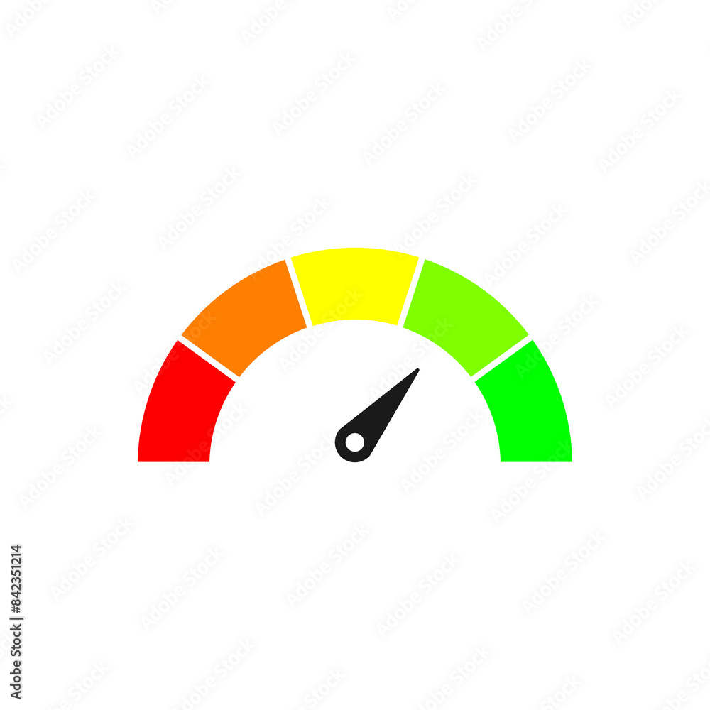 Speedometer Gauge Meter Icons Vector Scale Level Of Performance Speed Dial Indicator Green