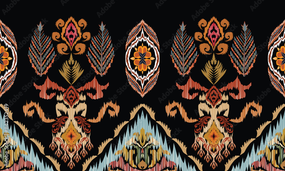 Hand draw Ikat paisley embroidery.geometric ethnic oriental pattern ...