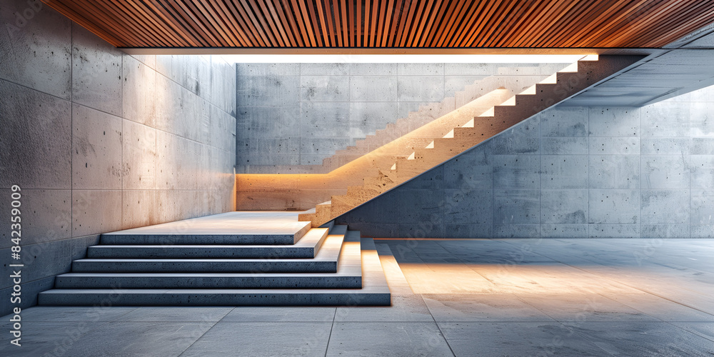 Concrete Stairs with Architectural Detail Background, Modern brutalist ...