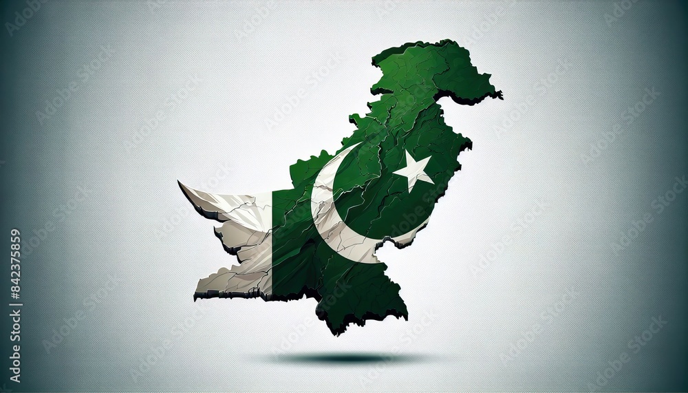 Map of Pakistan colored with the National Flag of Pakistan Stock ...