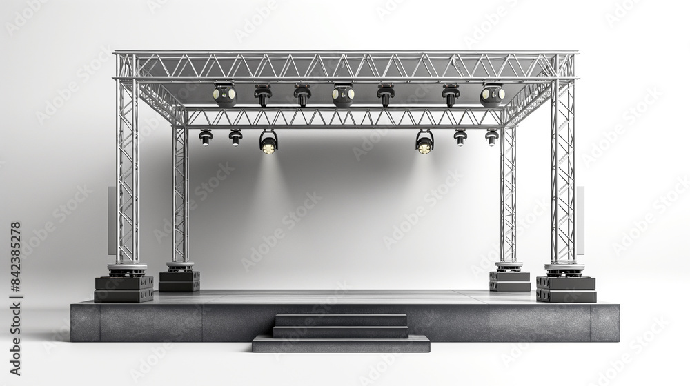 Stage rigging truss system with a blank backdrop concert performance ...