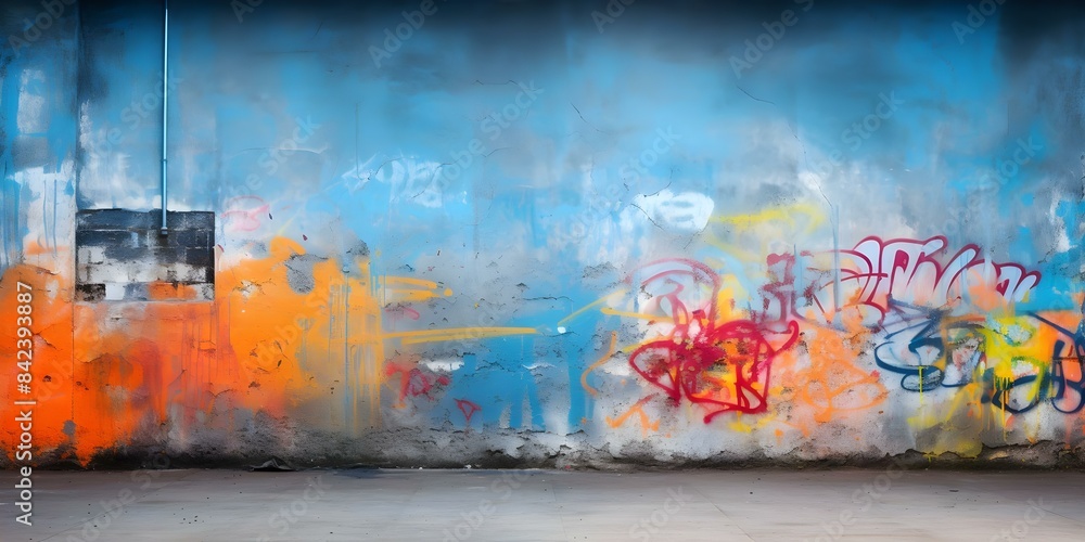 ภาพประกอบสต็อก The enduring appeal of urban art A concrete wall covered ...