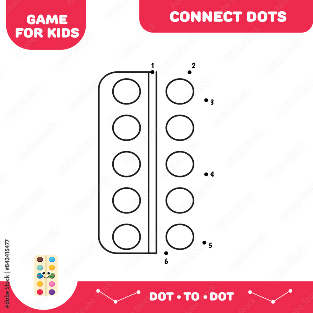 Dot to dot color palette, educational game for preschool kids. Activity ...