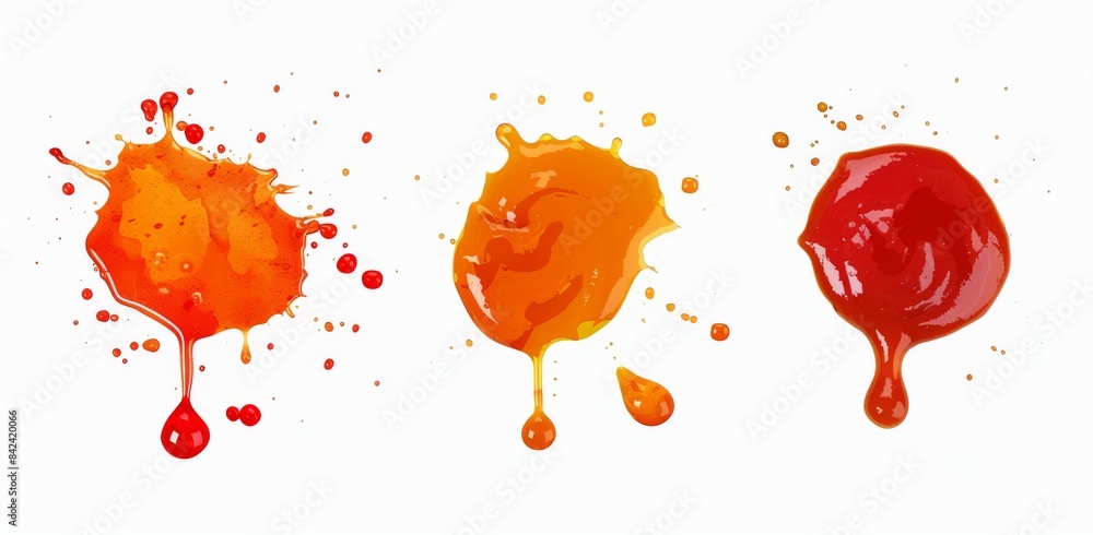 Ketchup stain blob, spill, splash isolated on white background, top ...