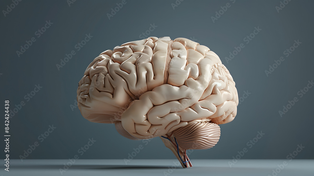 3D render of a detailed model of a human brain with labeled parts Stock ...