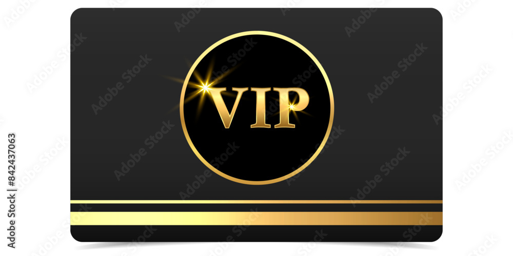 Vip. Vector black banner with gold vip text. Vip label. Vip and black ...
