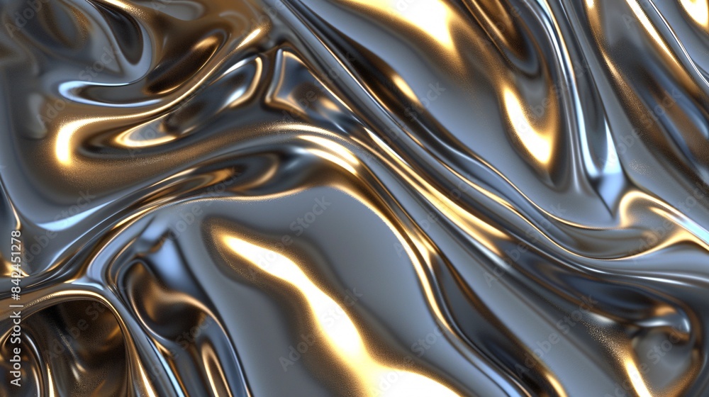 Smooth metallic surface with reflections of surrounding objects, adding ...