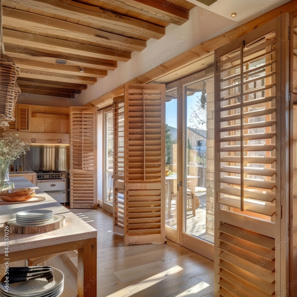 home interior wooden decoration design ideas wooden shutter door in ...