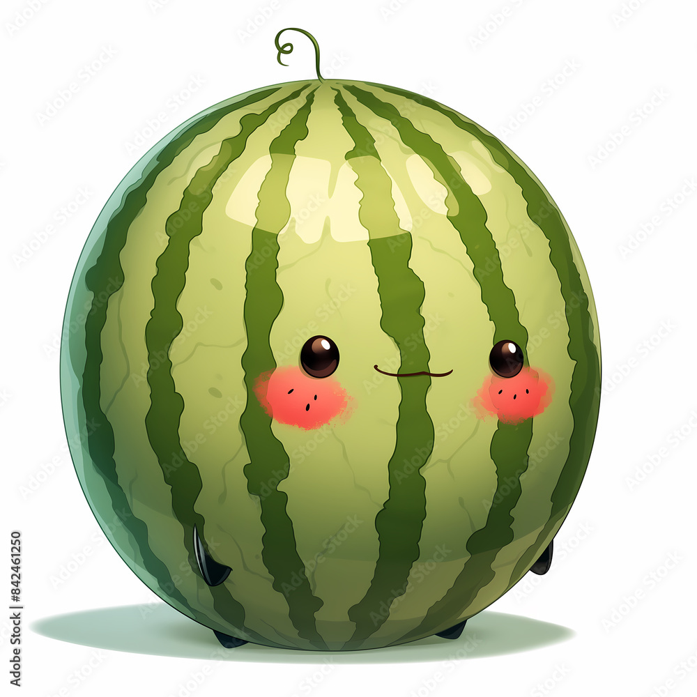 cartoon character clipart drawing of a watermelon on an isolated white ...