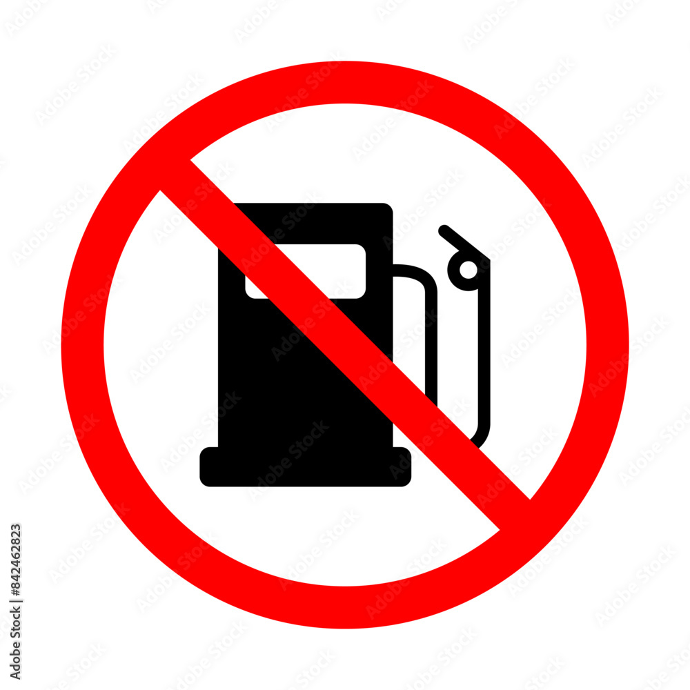 Forbidden no fuel station or no gas pump prohibition red circular road ...