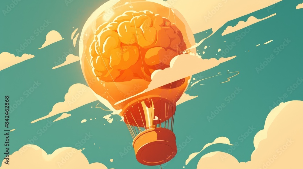 Let your creativity soar as you envision a brain inside a hot air ...