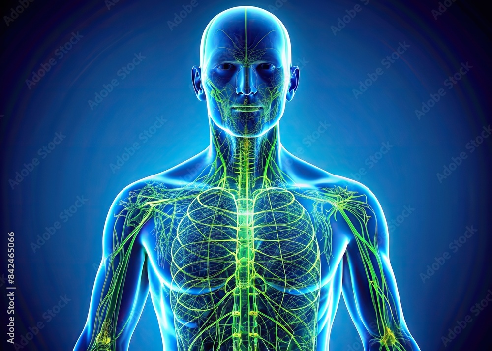 Anatomy of human lymph nodes system, lymph nodes, human body, medical ...