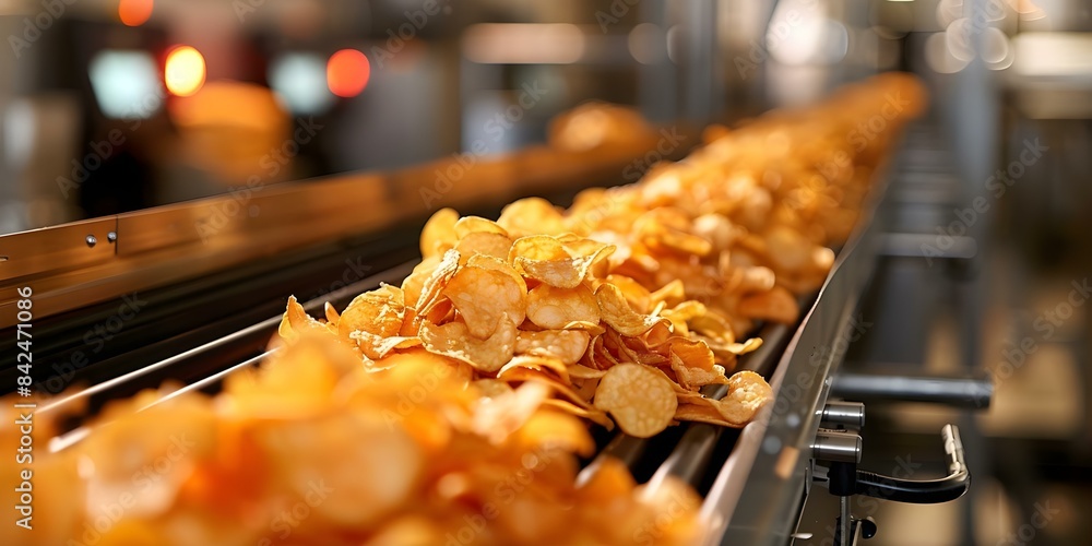 Conveyor belt system for packaging crispy potato chips in automated ...