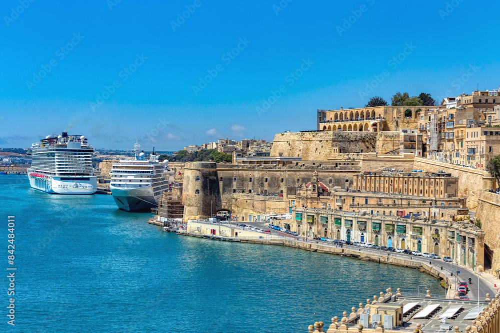 Medieval Malta: Valletta waterfront, Malta, features iconic churches ...