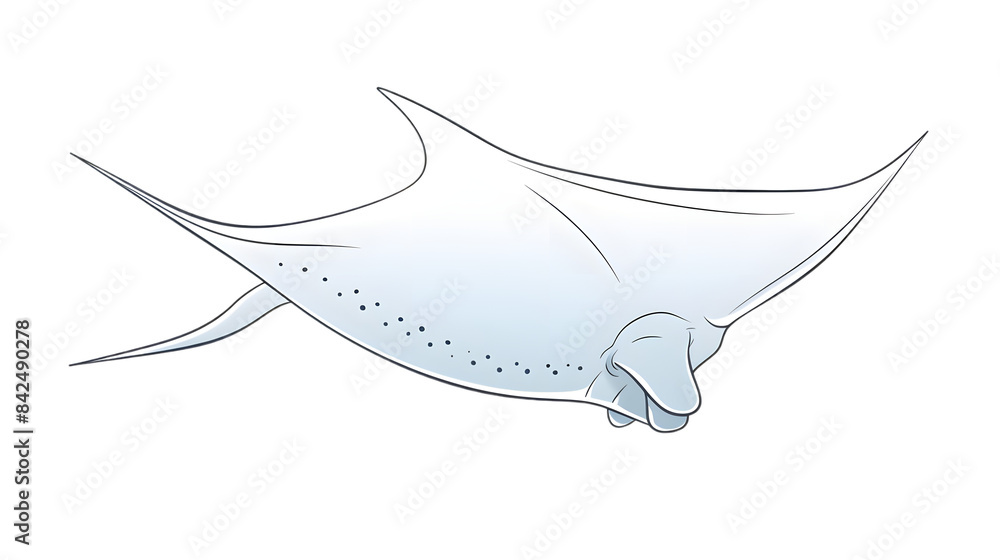 Continuous one line drawing of stingray fish illustration. Manta ray ...