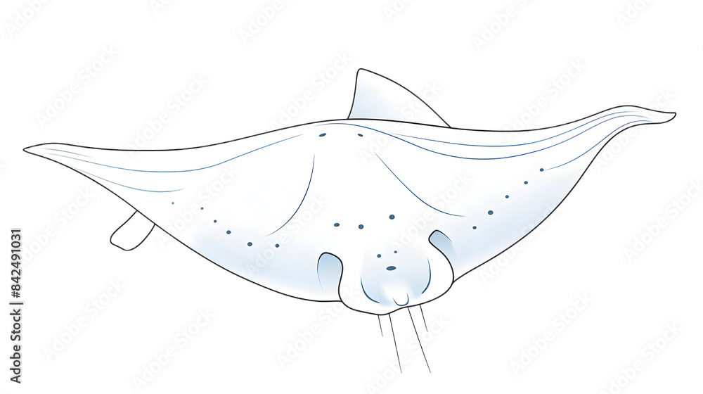 Continuous one line drawing of stingray fish illustration. Manta ray ...