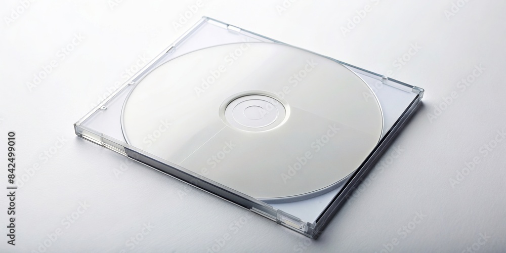 A close-up shot of a blank CD case with a white background, showcasing ...