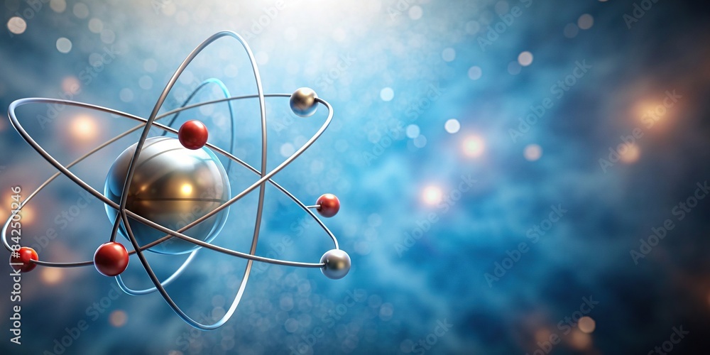 Enlarged model of an atom with a nucleus of protons on a neutral ...