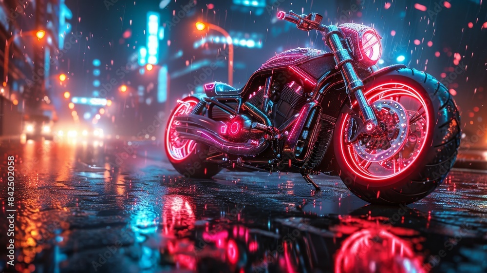 First-person view of a rider speeding down a night city street on a ...