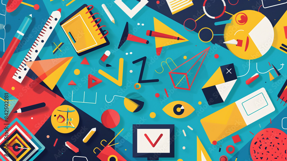 dynamic back to school background with a burst of colorful geometric ...