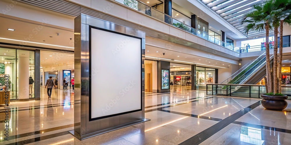 Blank digital signage screen in busy shopping mall, modern, digital ...