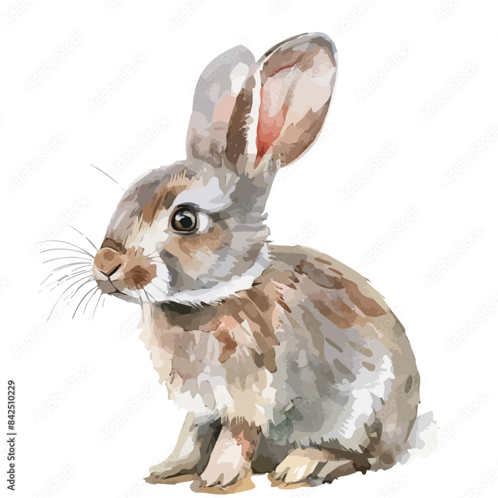 Watercolor painting of a Rabbit, isolated on a white background, Rabbit ...