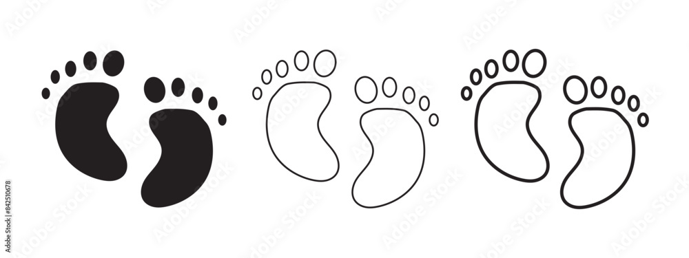 Set of human footprints icons. Family feet prints. footprint icons ...
