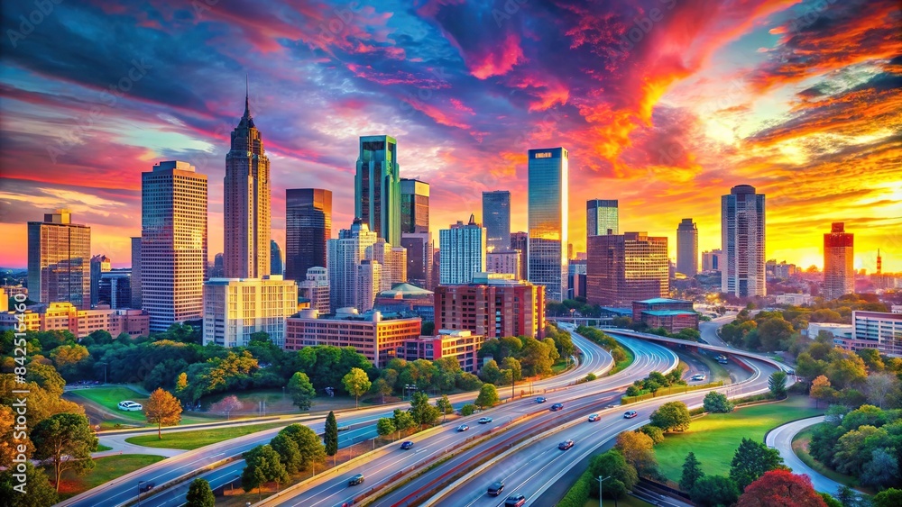 A stunning modern art print featuring a detailed map of Atlanta ...