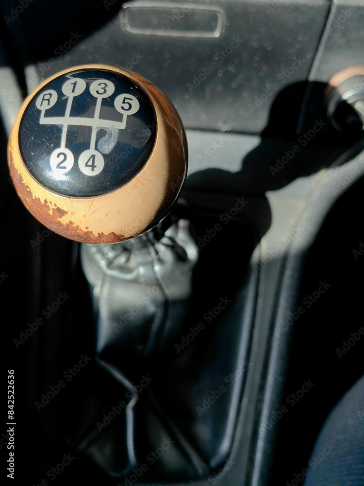 Precision in Motion. Car Gear Shift with Numbers 1 to 5 and Reverse ...