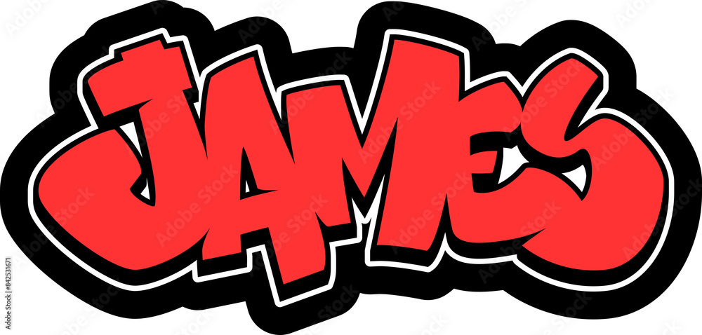 JAMES Graffiti Name, street art urban wall tag style font, sticker ...