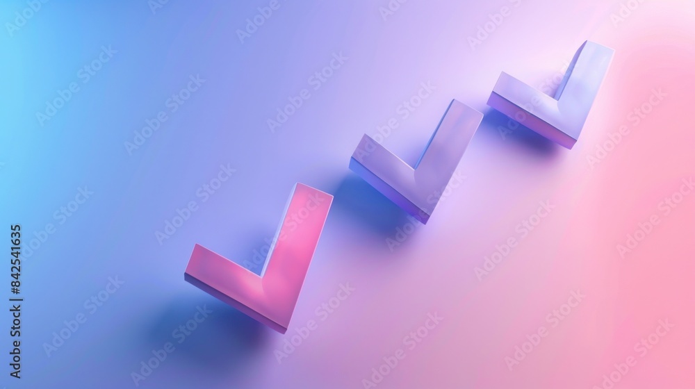 3D Floating Check Mark: Multiple 3D check marks floating in space ...