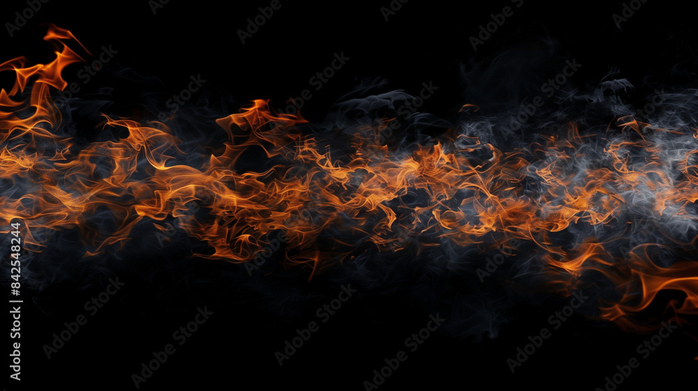A structure of fire flames on a dark background, showcasing the vivid ...