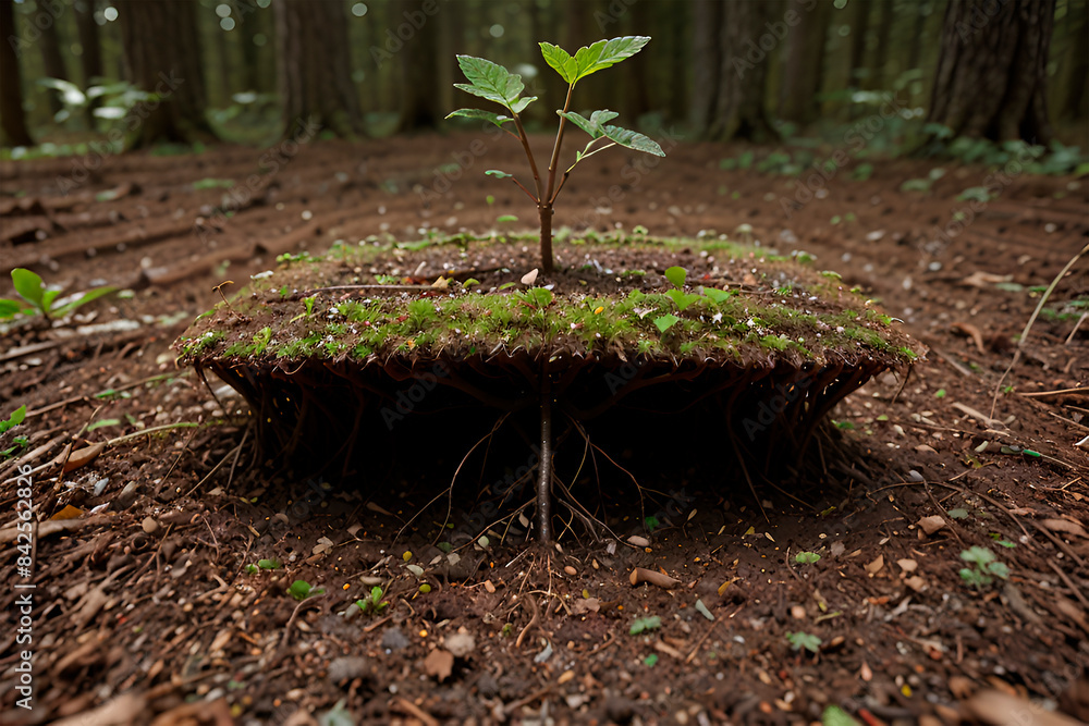 Foto de Healthy Soil Ecosystem: An image showcasing a diverse ecosystem ...
