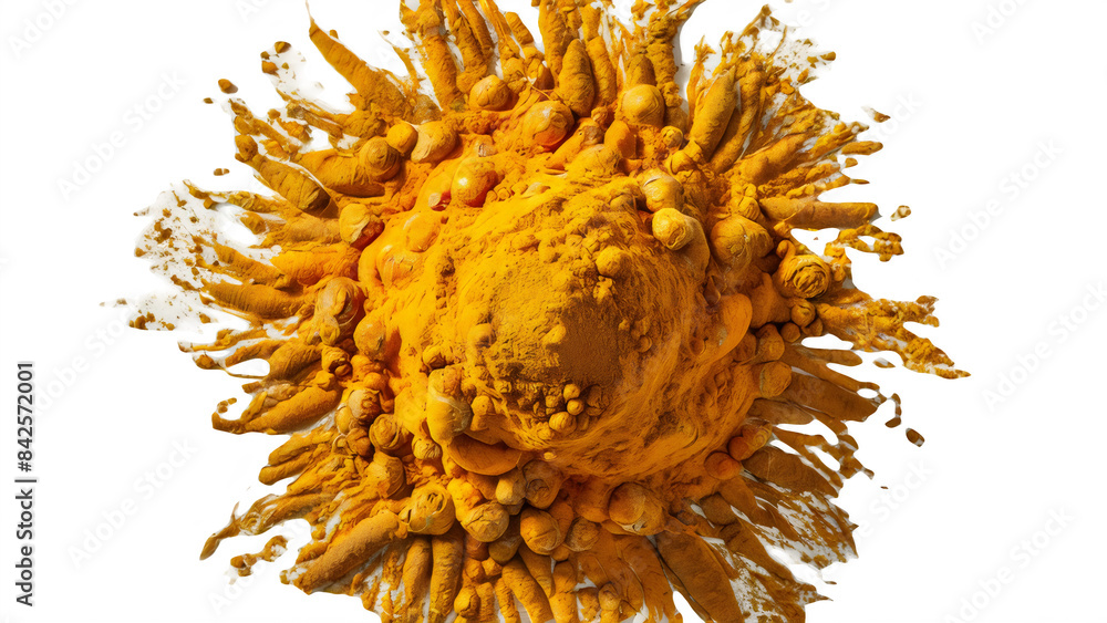 turmeric powder on transparent png, Turmeric (Curcuma) powder pile ...