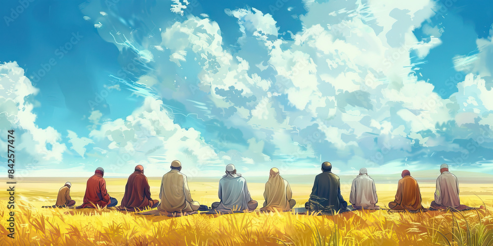 Prayer on the Plains: Muslims Praying in a Wide Open Field - Muslims ...