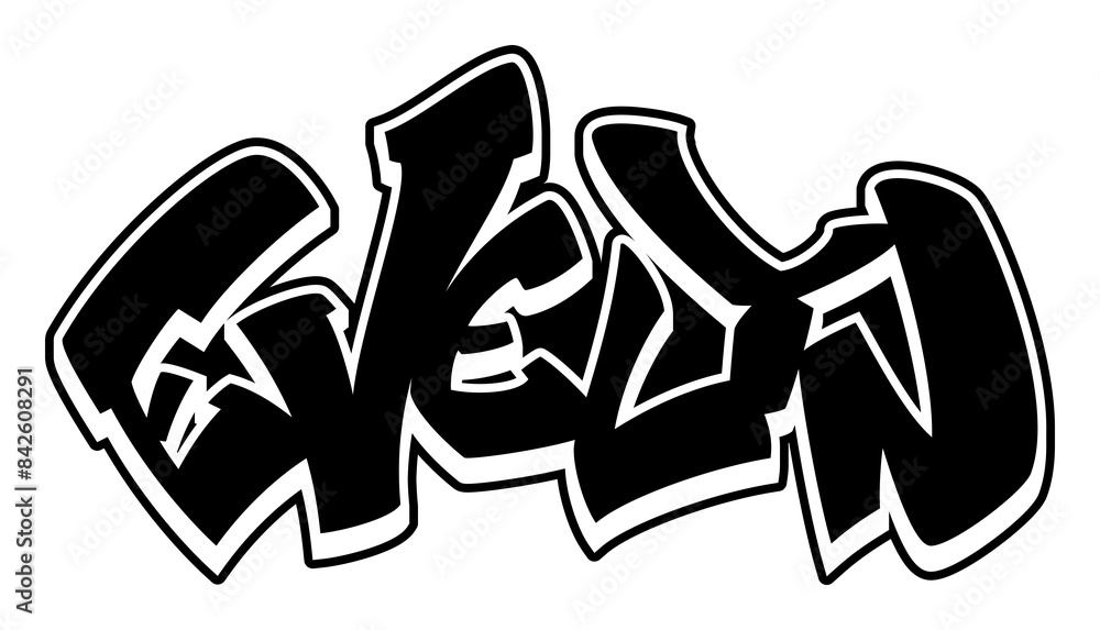 EVELYN Graffiti Name, street art urban wall tag style font, sticker ...