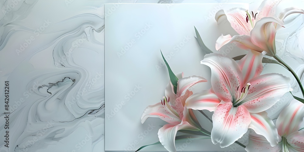 Funeral program template with white background elegant lily and ...