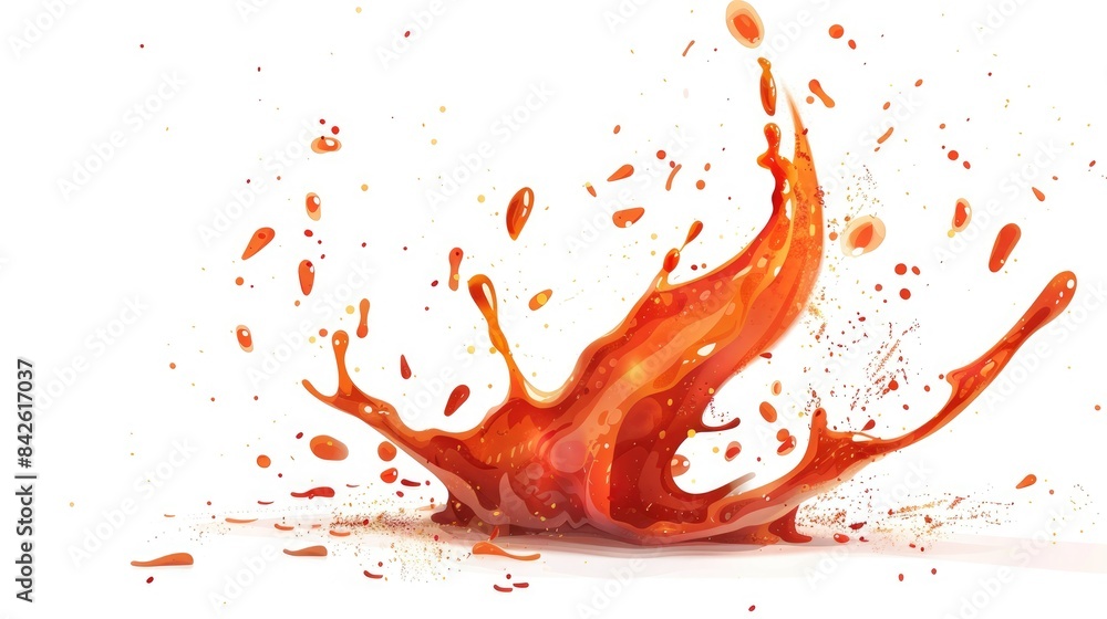 2d cartoon illustration of spicy chili sauce against a clean white ...