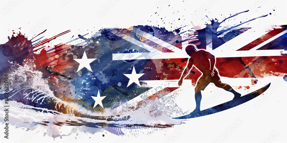 The Australian Flag with an Aboriginal Elder and a Surfer - Imagine the ...