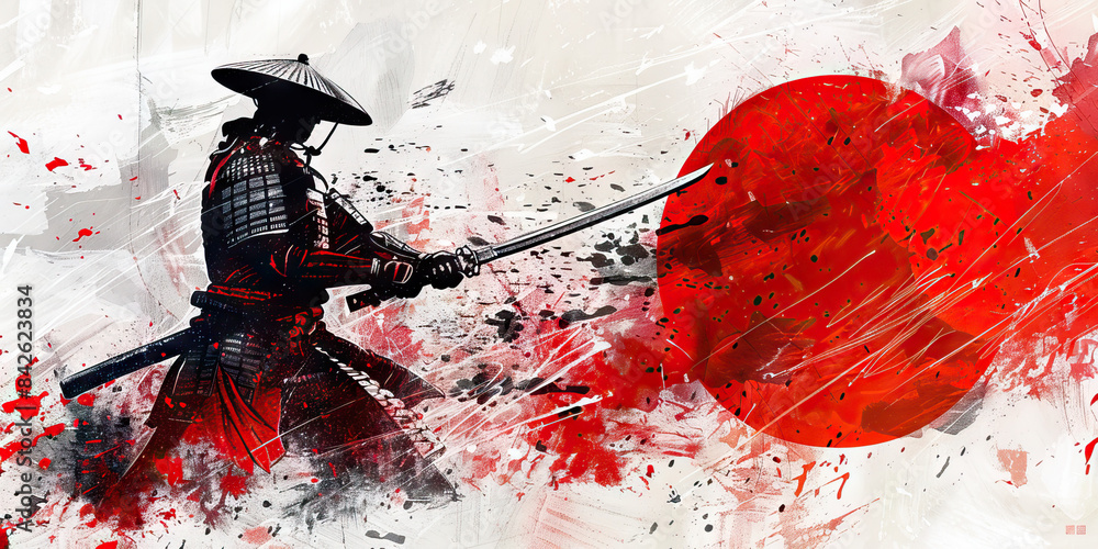 The Japanese Flag with a Samurai and a Technology Engineer - Picture ... The Japanese Flag with a Samurai and a Technology Engineer - Picture ...